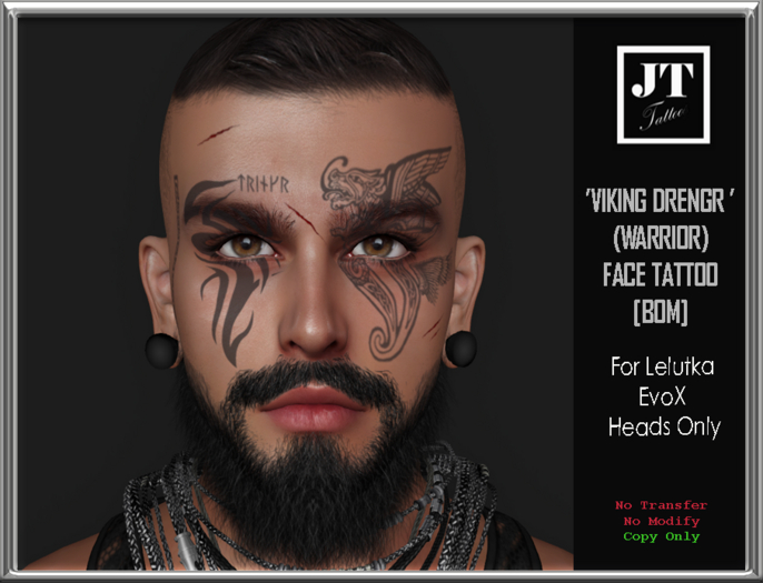 Second Life Marketplace - [JT] 'Viking Drengr (Warrior)' Tattoo (Lel ...